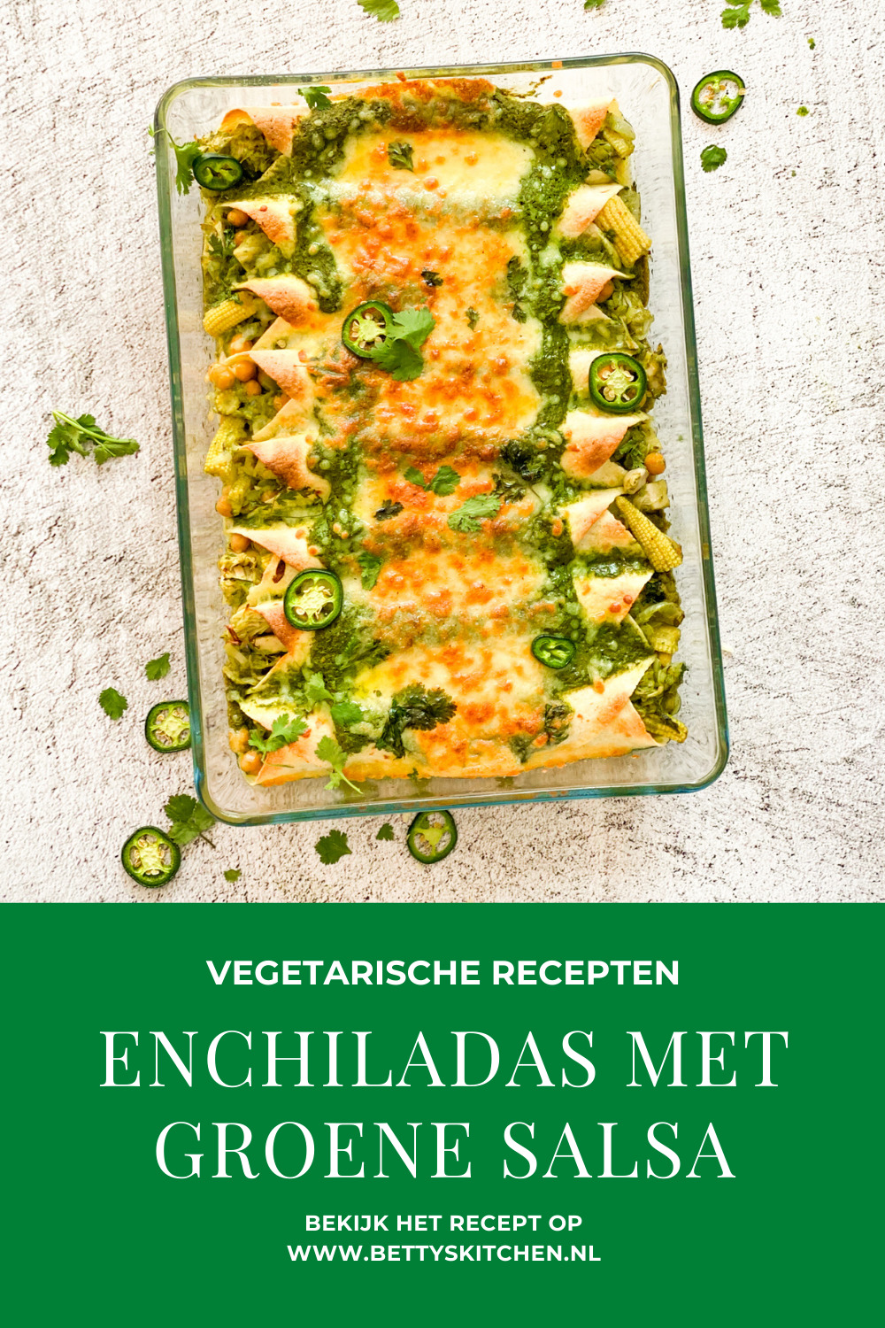 Enchiladas met groene salsa en jackfruit | Recept | Betty's Kitchen