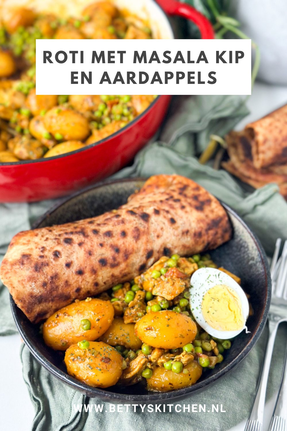 Roti met Masala Kip en aardappels | Recept |Betty's Kitchen